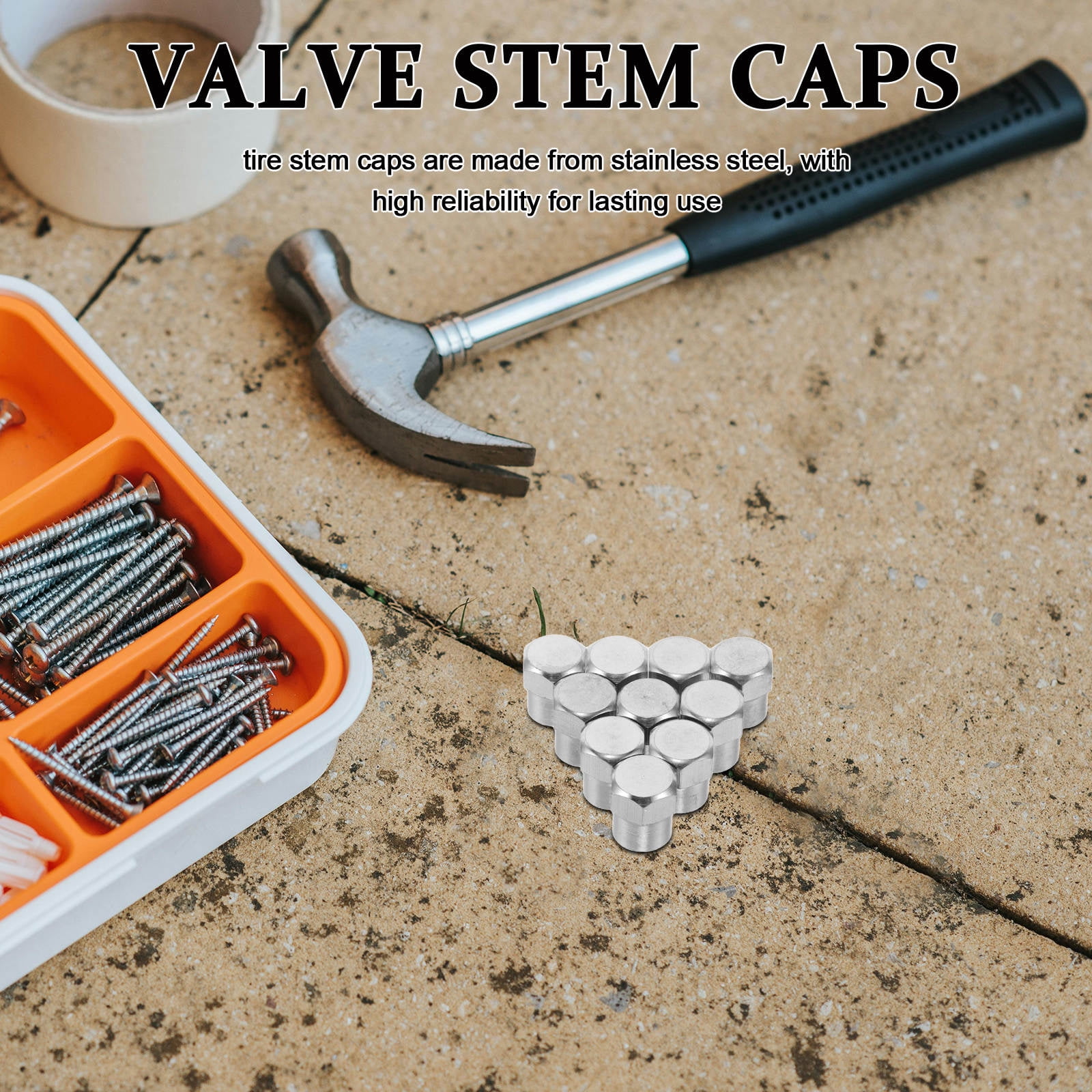 Worgeous Stainless Steel Tire Valve Stem Caps Set of 20 for Car Use ...