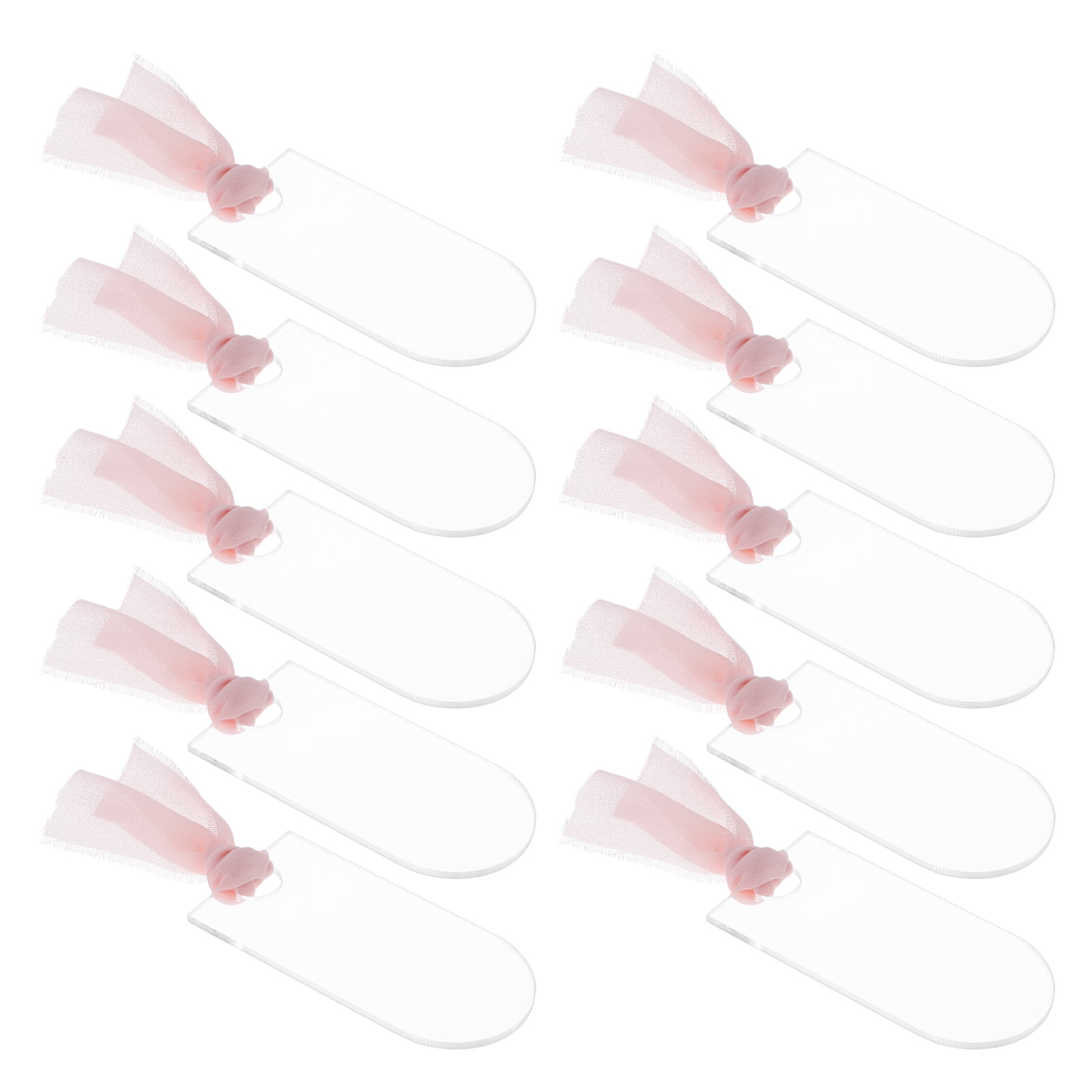 WORGEOUS 20pcs Acrylic Name Tags with Ribbon Clear Arched Place Cards ...