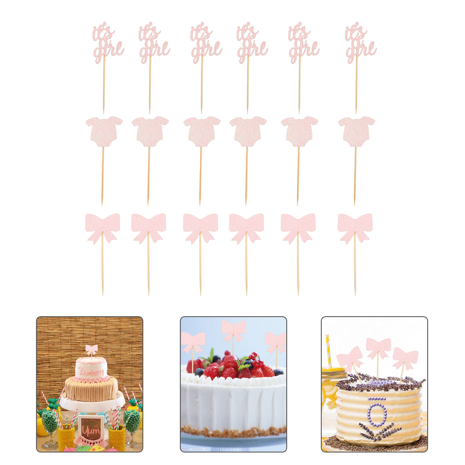 Worgeous 24 Pcs Lovely Cake Topper Decor Cupcake Topper Inserting ...