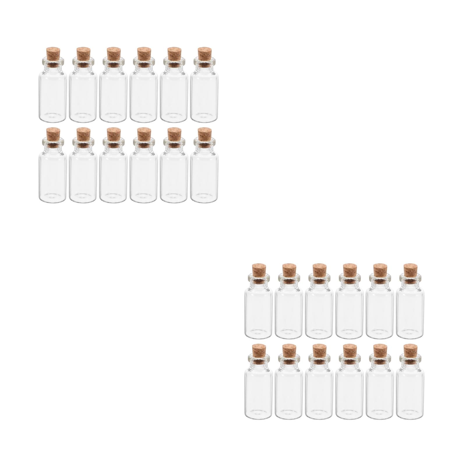 Worgeous 24 pcs Small Cork Glass Bottles Multi-function Wish Bottles ...