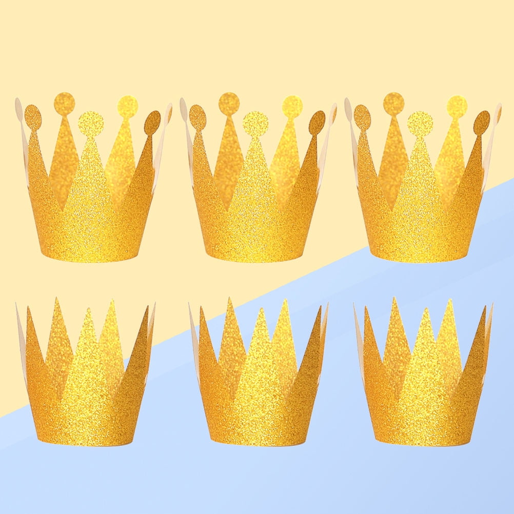 Worgeous 24Pcs Birthday Crown Hats Golden Party Decoration for Kids ...