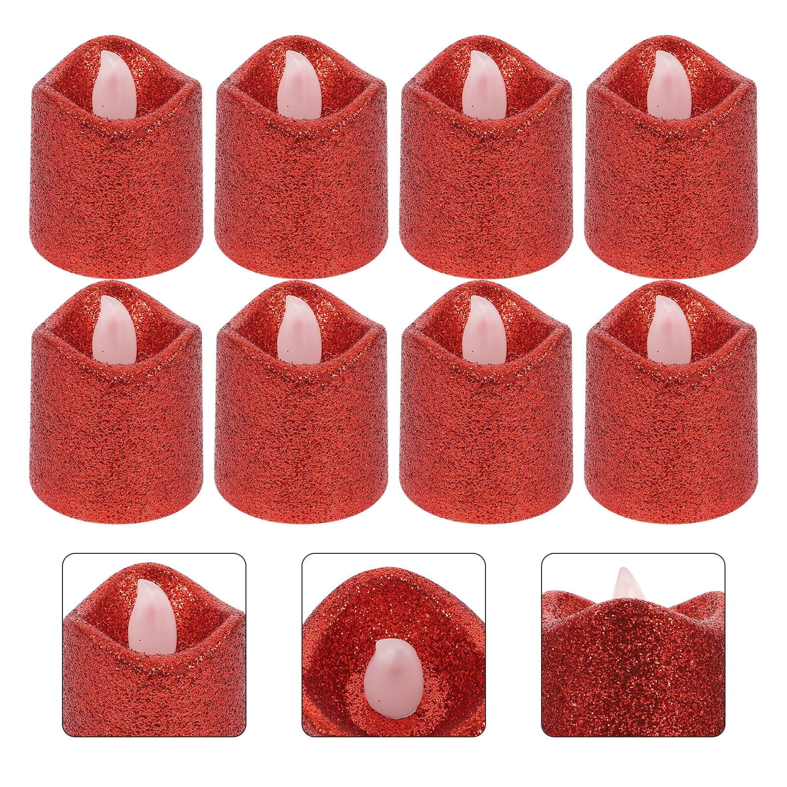 COSMOBETTY Small Flameless Candles Red Plastic Imitation Candle Wedding ...