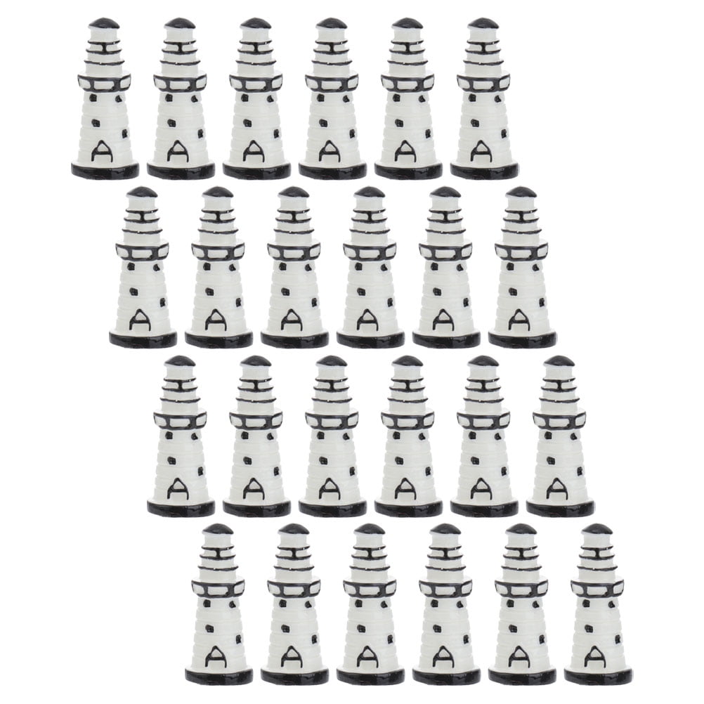 Worgeous 24pcs Miniature Lighthouse Figurines Nautical Mini Resin ...