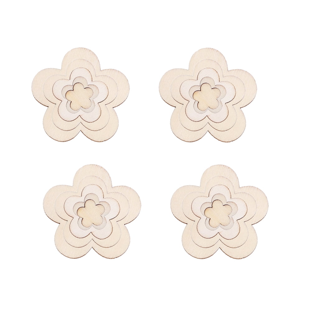 Worgeous 250PCS Plum Blossom Shape Wood Chip Plum Blossom Cutouts ...
