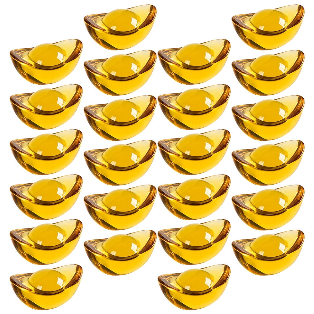 Worgeous 25pcs Mini Feng Shui Gold Ingots Chinese Yuanbao Crystal Craft ...