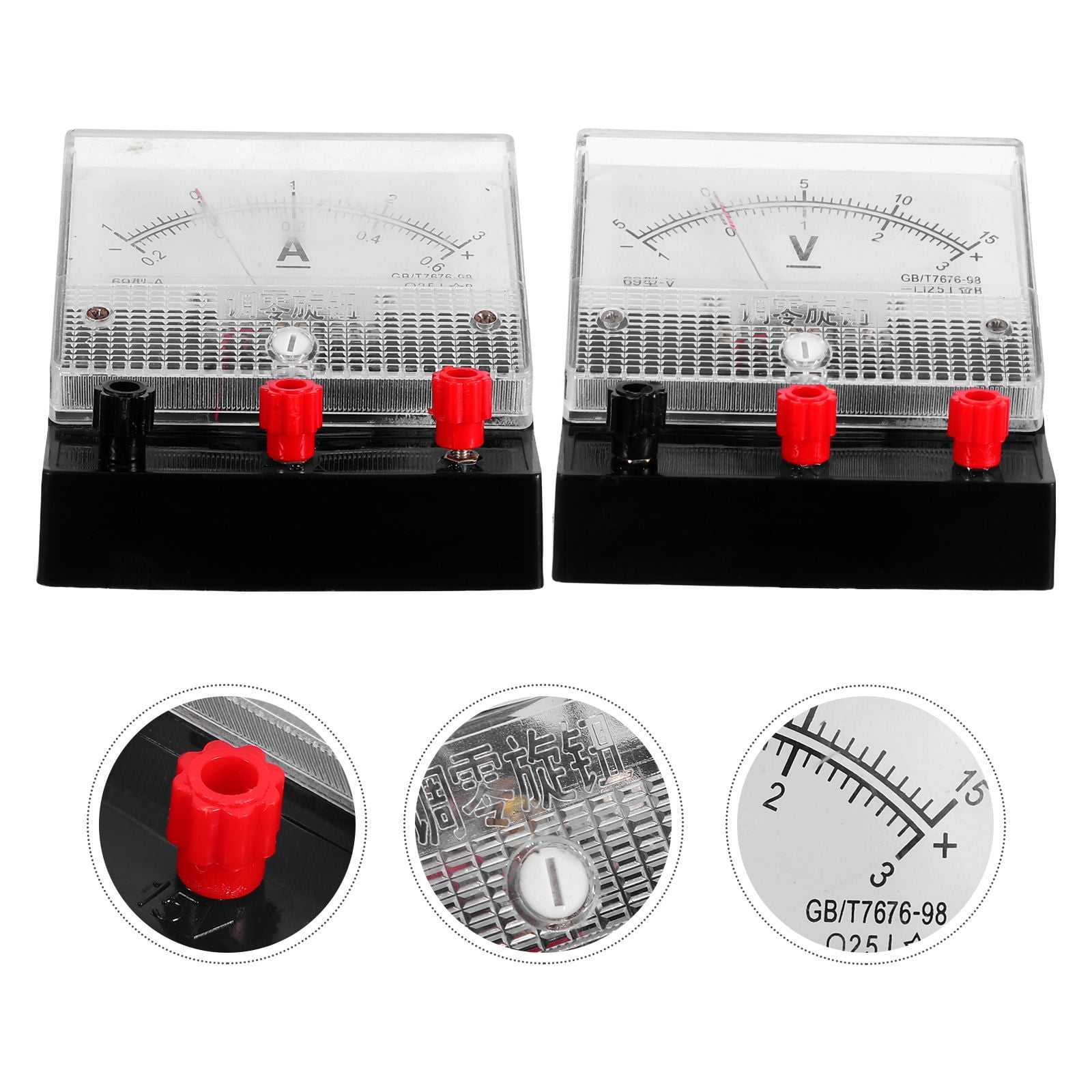 COSMOBETTY Voltmeter Ammeter Analog 2Pcs 3.4x3.1x2.0in Black Plastic ...