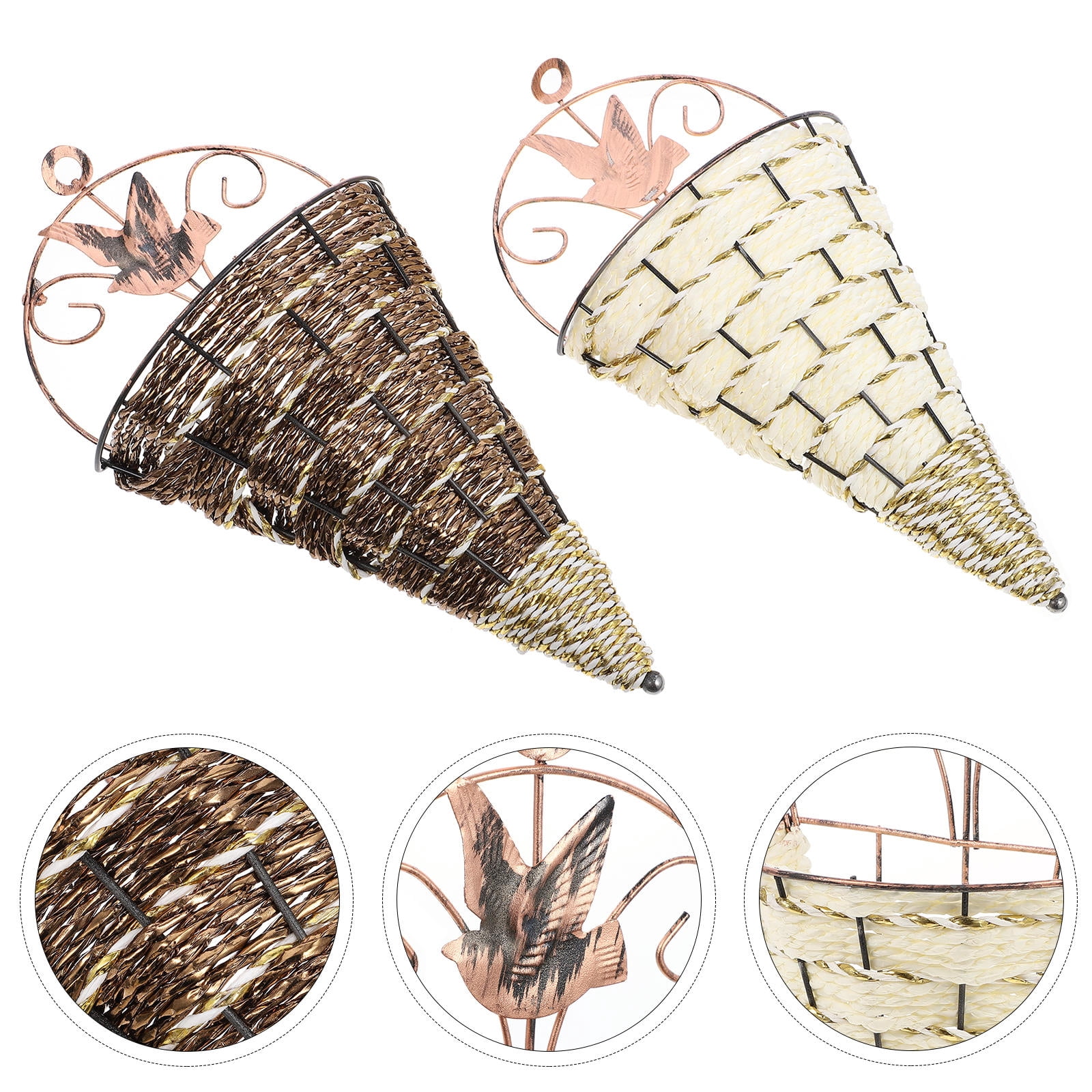 Worgeous 2Pack Hand-Woven Flower Baskets Assorted Color Rattan ...