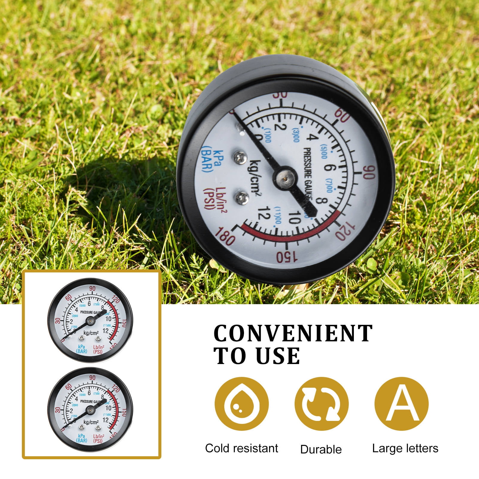 Worgeous 2Pcs Pressure Gauge for Air Compressor Accessories White Iron ...