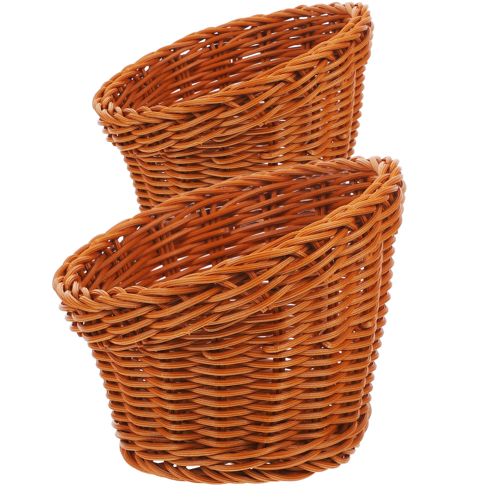 Worgeous 2Pcs Slanted Mouth Imitation Rattan Basket for Food Storage in ...