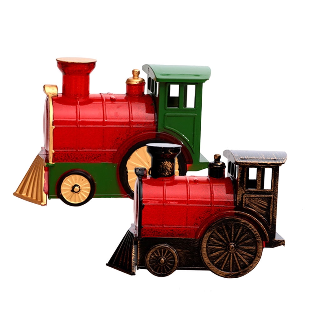 Worgeous 2Pcs Train Craft Decor Bronze Plastic Desktop Train Christmas ...