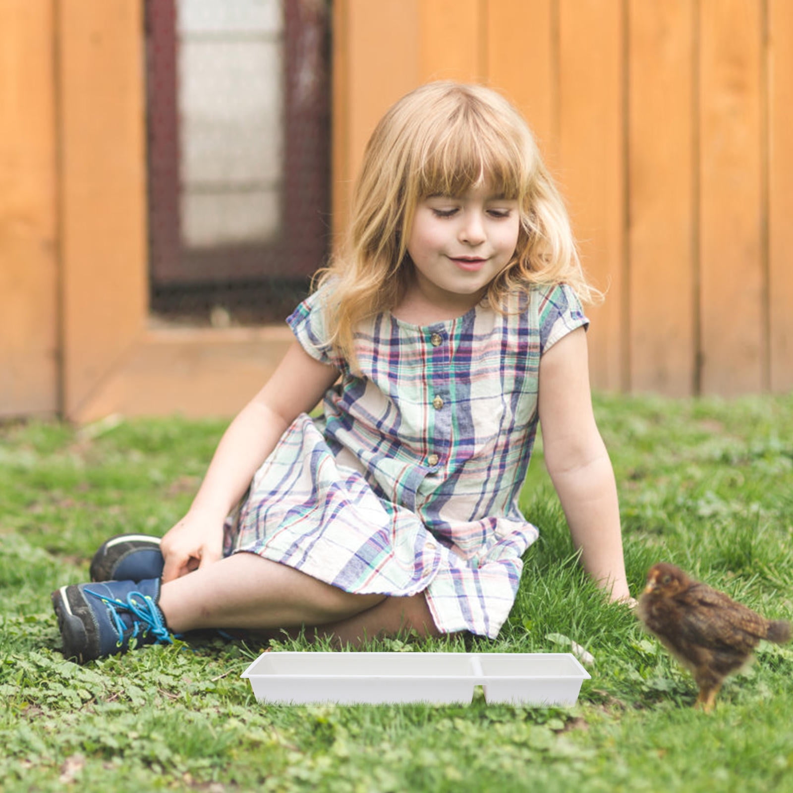 Worgeous 2Pcs White Plastic Poultry Feeding Containers Chick Feeders ...
