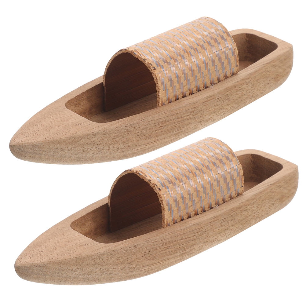 Worgeous 2Pcs Wooden Canoe Set Realistic Miniature Boat Models ...