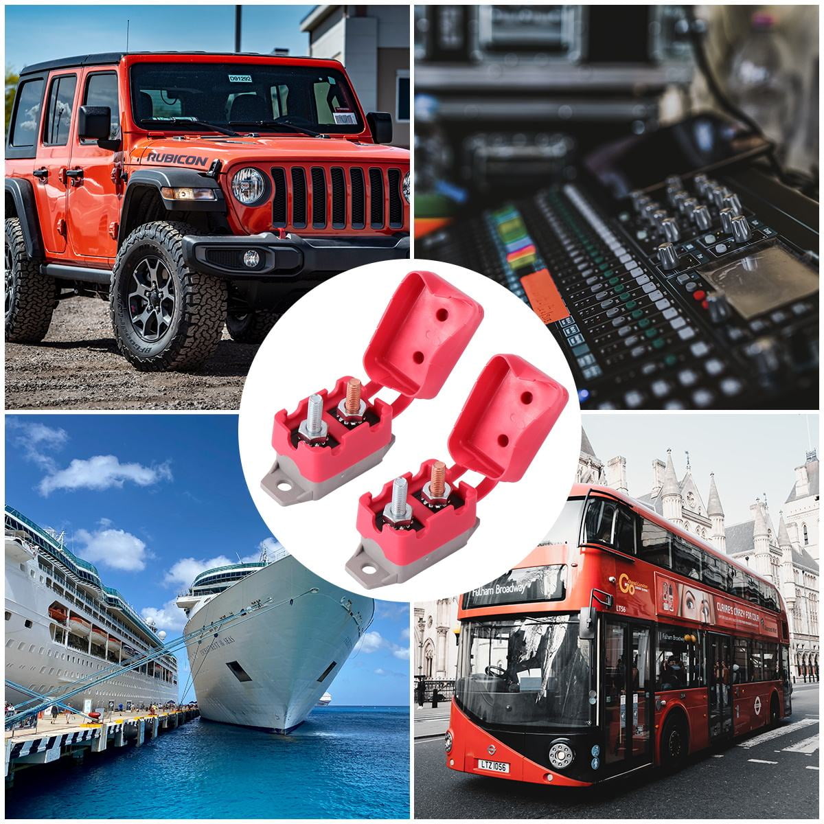 Worgeous 2pcs 30A 12V 24V Automatic Reset Circuit Breaker Fuse Stud ...