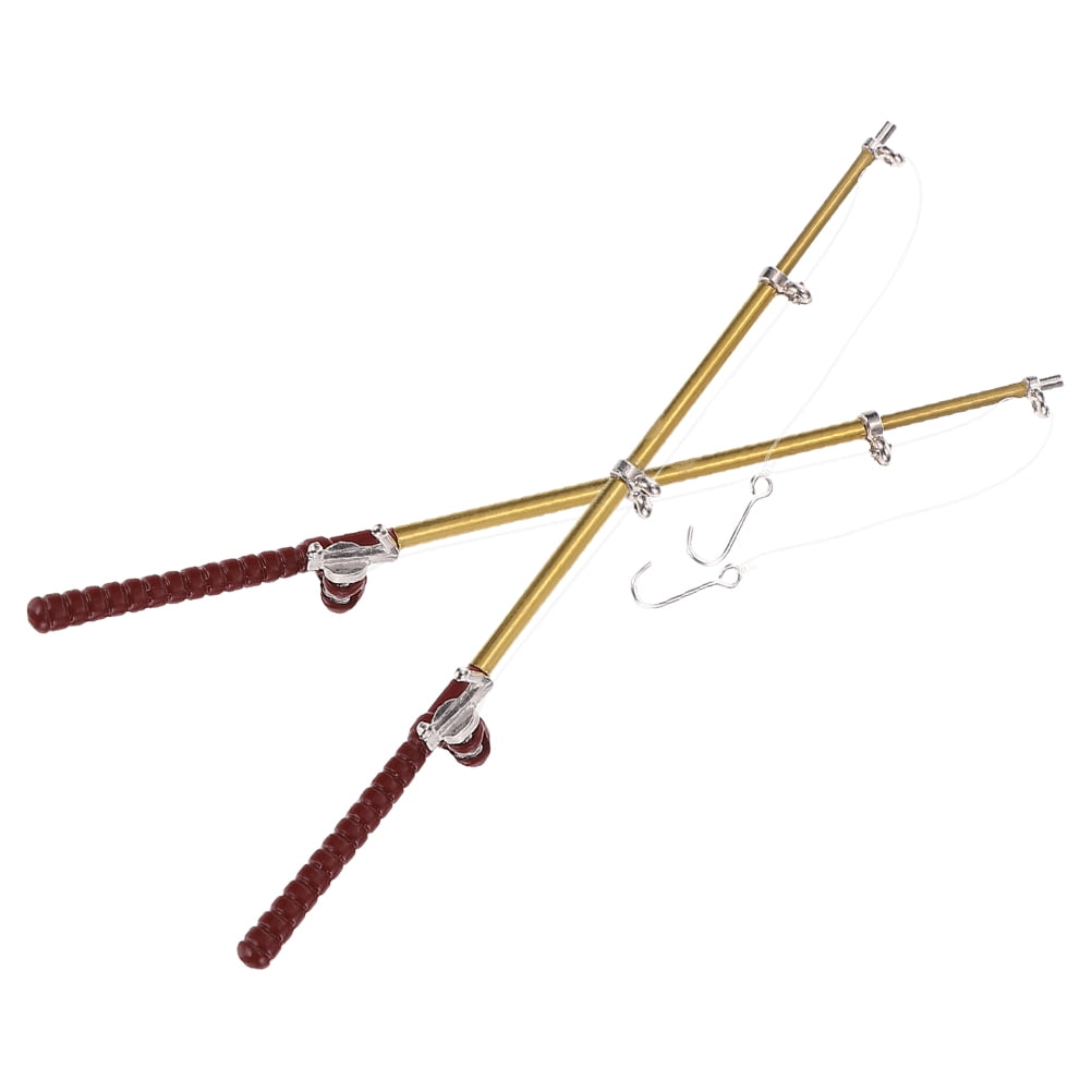 Worgeous 2pcs Alloy Mini Fishing Pole Fishing Toy Fishing Toys Tiny ...