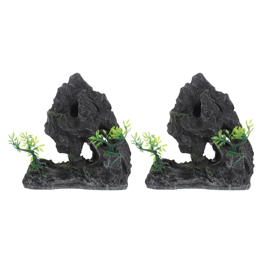 Worgeous 2pcs Artificial Mountain Cave Aquarium Decorations Resin Fish ...