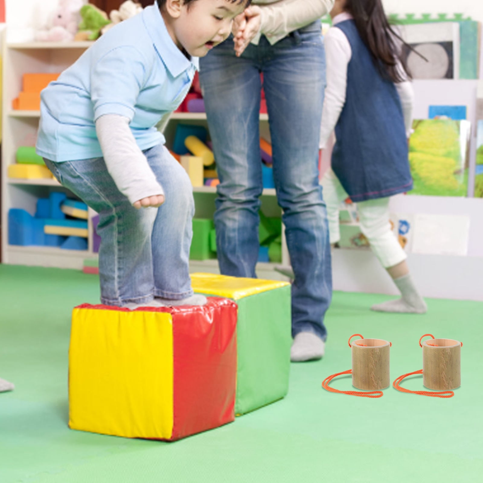 Worgeous 2pcs Bamboo Walking Stilts for Kids and Adults Balance ...