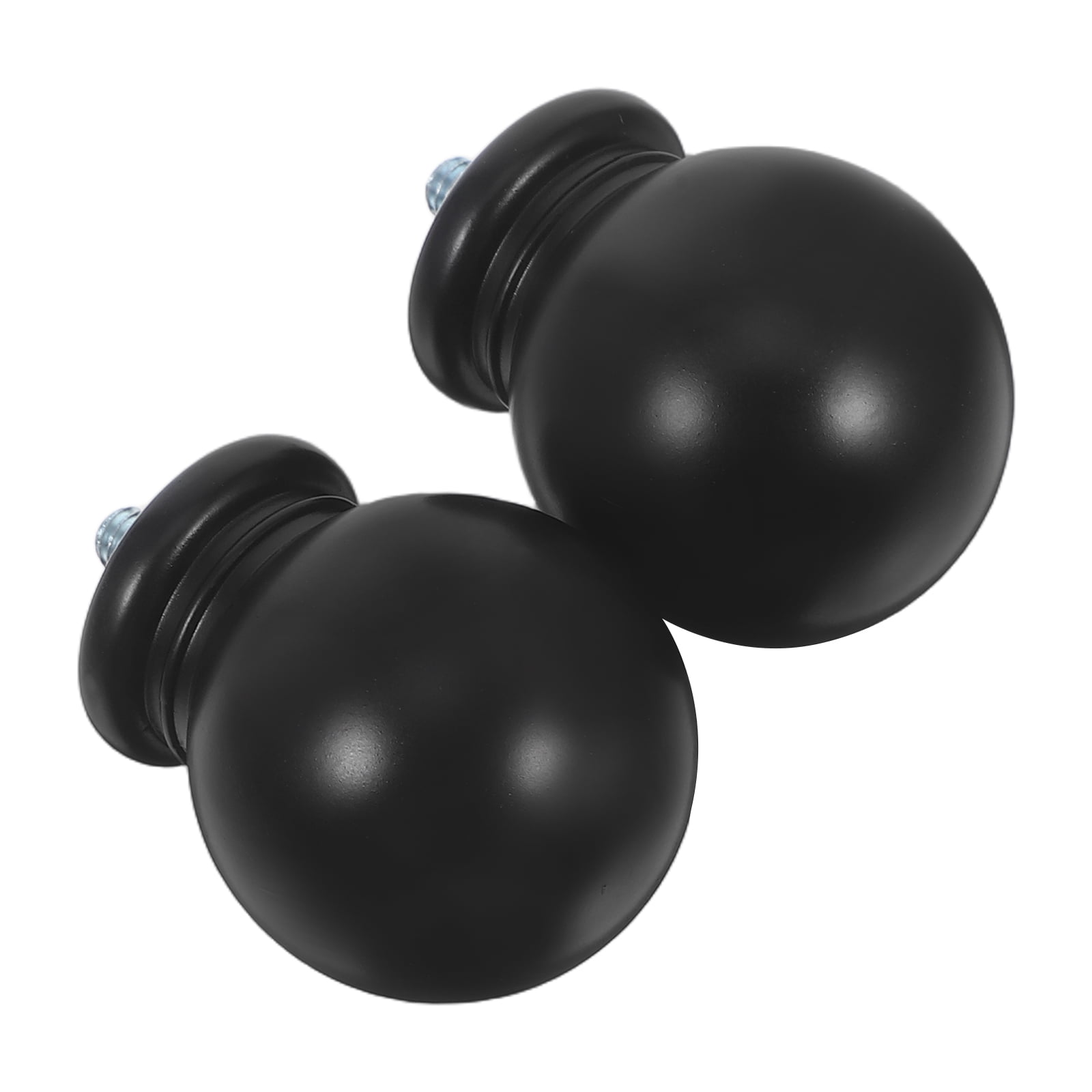 Classic Ball Head Curtain Rod Finials Black Plastic End Caps for Window ...