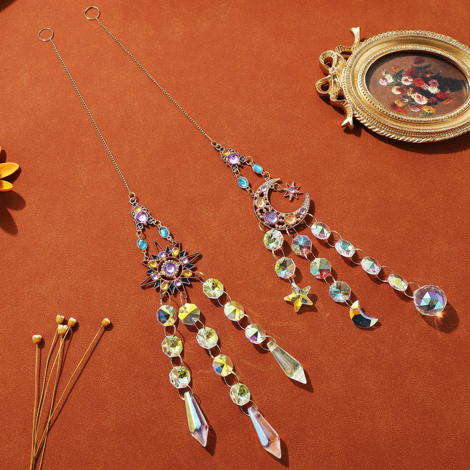 Worgeous 2pcs Decorative Sun Catchers Garden Hanging Prisms Sun Catcher Wind Chime Aesthetic ...