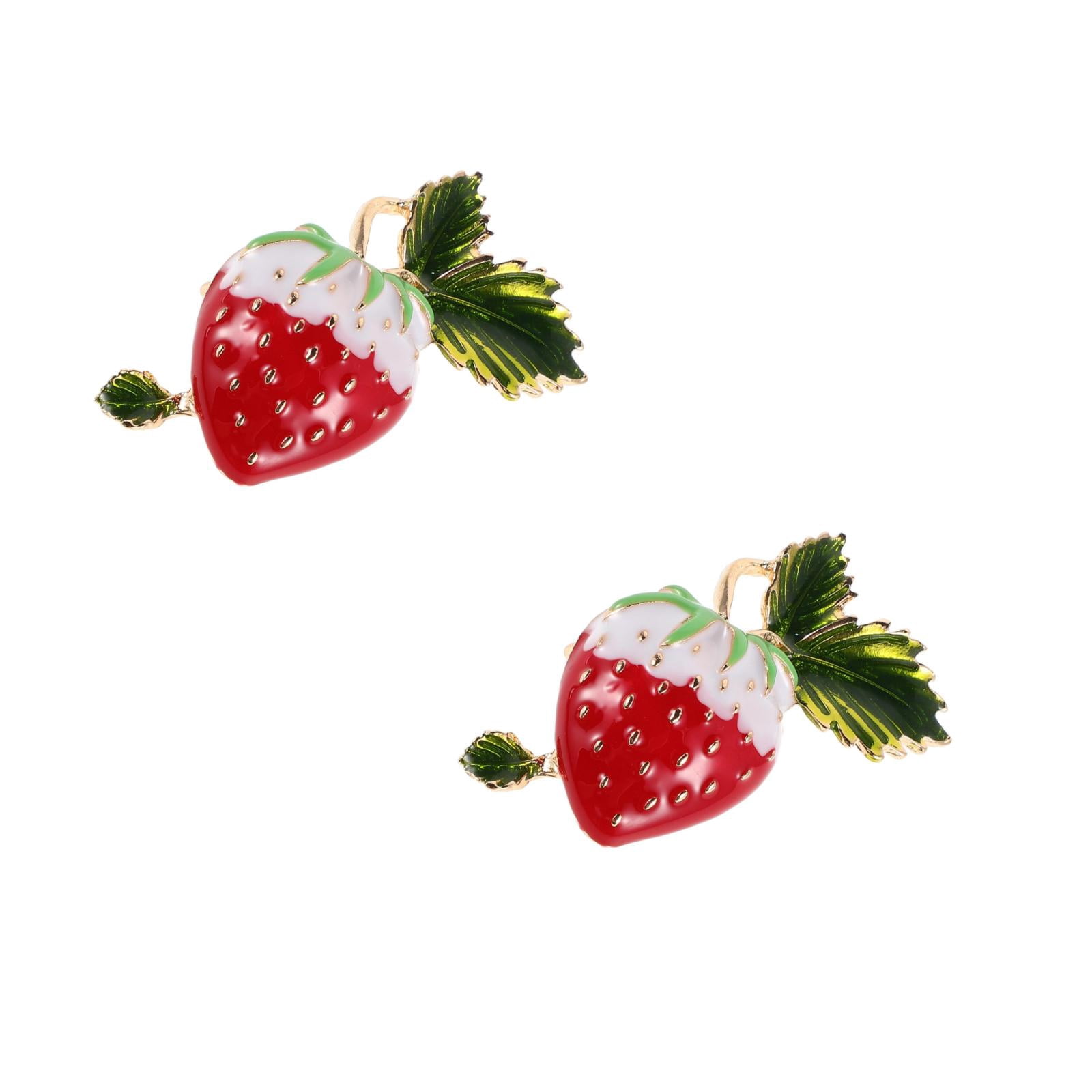 Worgeous 2pcs Enamel Strawberry Brooch Pin Strawberry Lapel Pin Fruit ...