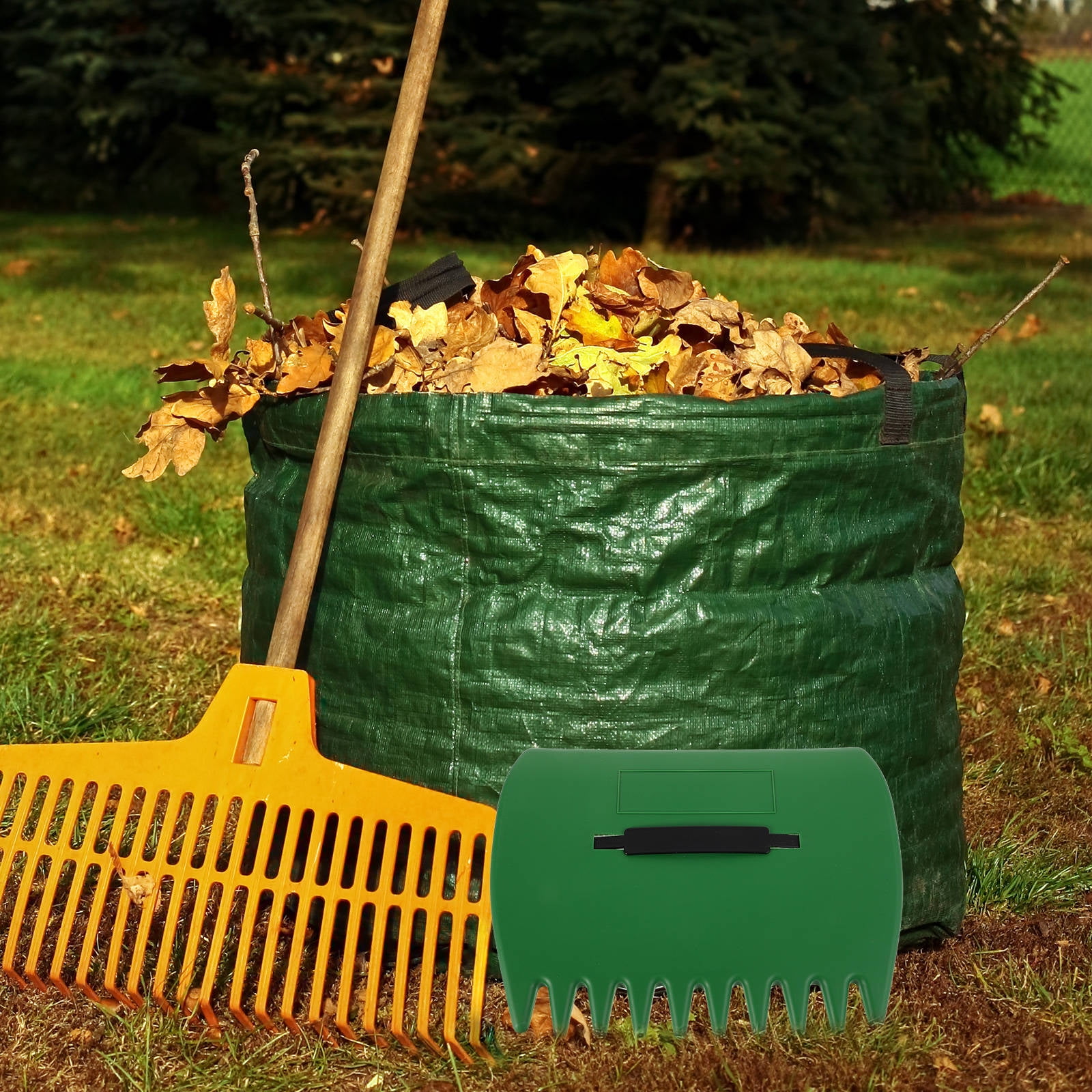 Worgeous 2pcs Heavy Duty Leaf Rake for Lawns Sturdy Plastic Garden Tool ...