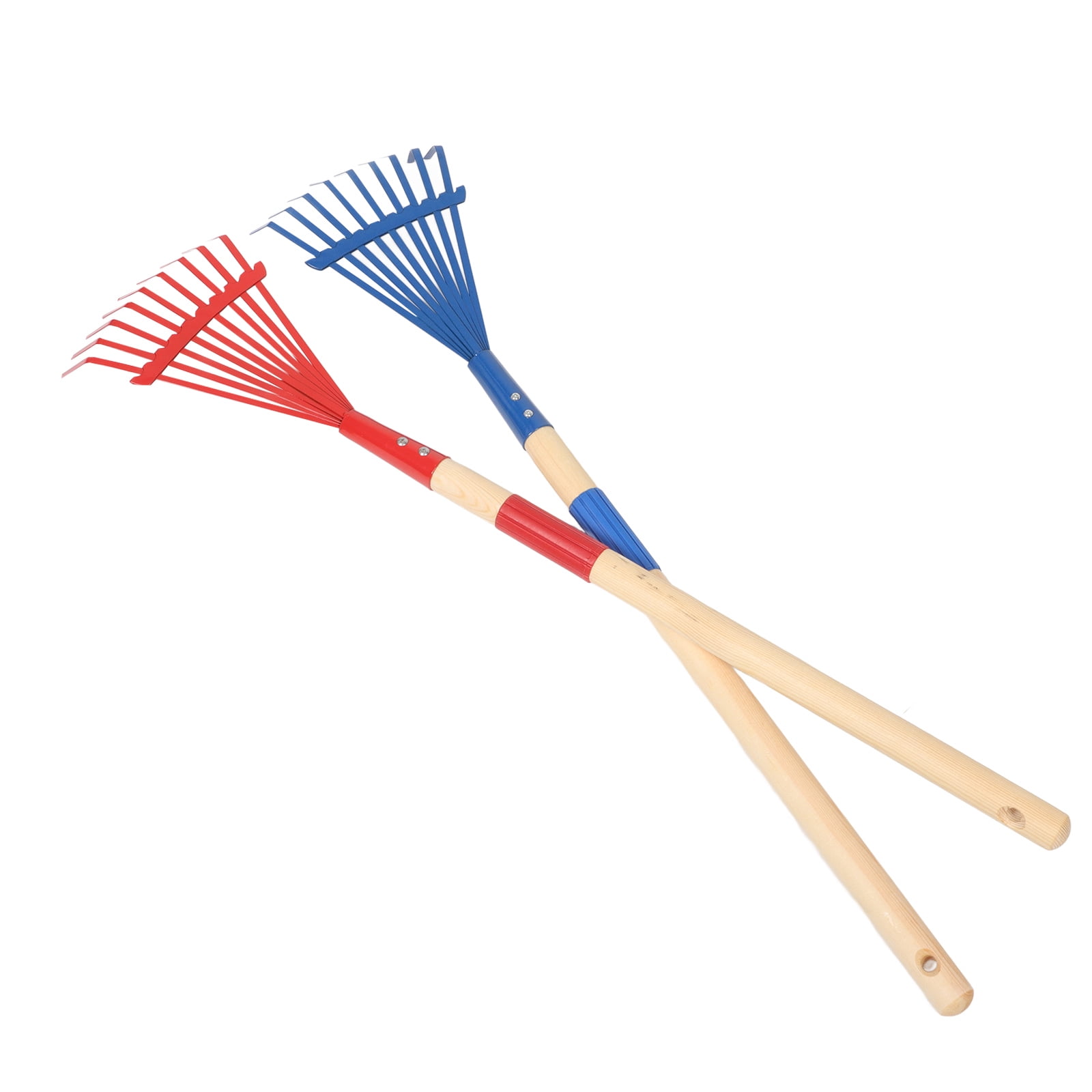 Worgeous 2pcs Kid Garden Rake with Wooden Handle Lightweight Leaves ...
