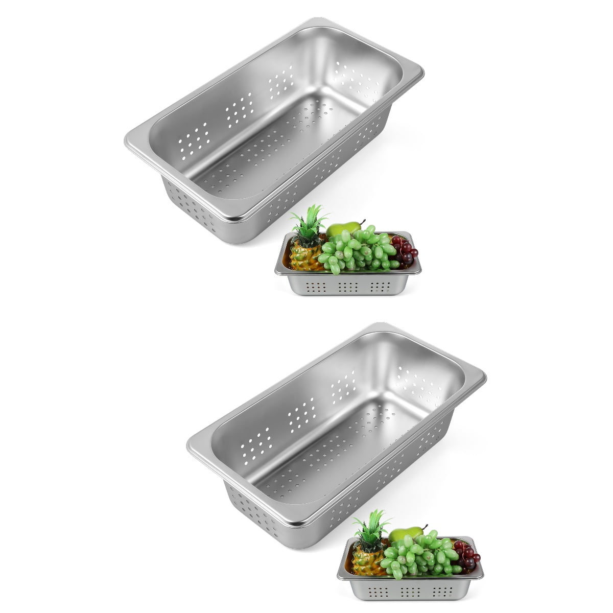 Worgeous 2pcs Metal Pan Perforated Pan Deep Stainless Steel Pan Steam ...