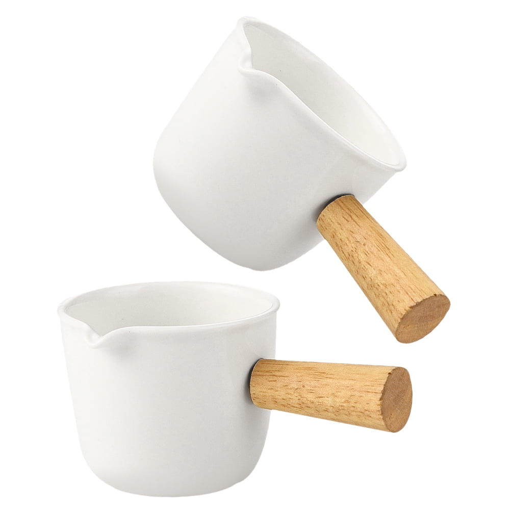 Worgeous 2pcs Mini Creamer Jug Syrup Dispenser White Ceramic Pitcher ...
