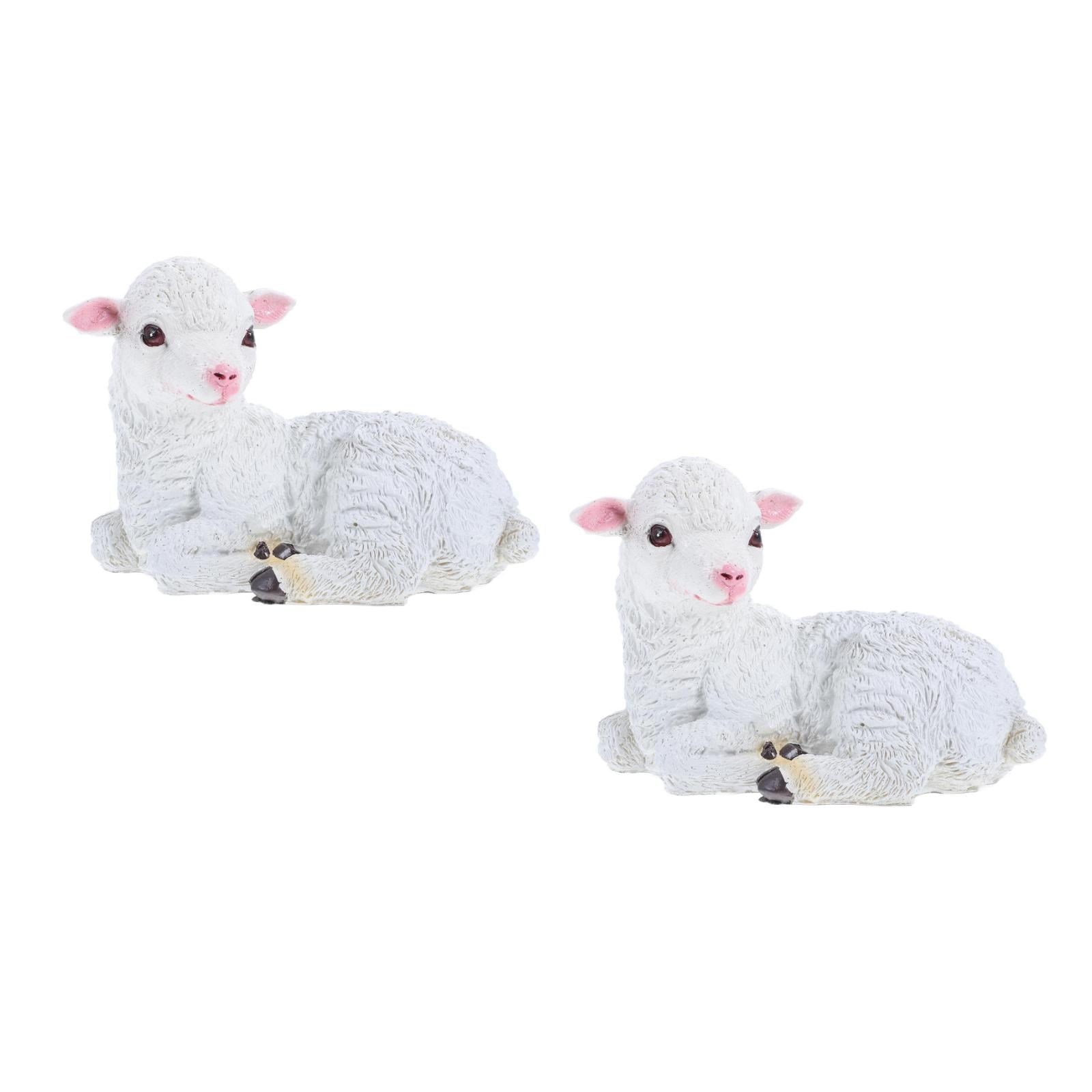 Worgeous 2pcs Miniature Crafts Goat Figurine Sheep Resin Statue Lovely ...
