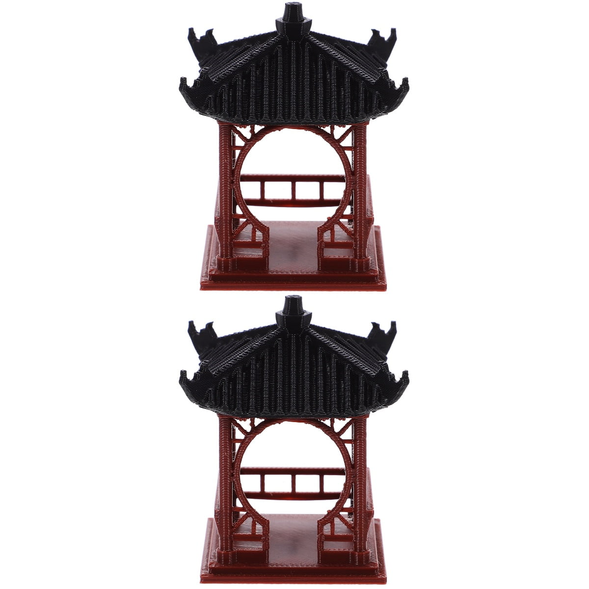 Worgeous 2pcs Miniature Pavilion Statue Decor Mini Pavilion Figurine ...