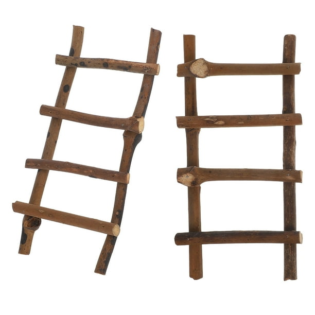 Worgeous 2pcs Miniature Rattan Ladders Mini House Rattan Ladder Sand ...