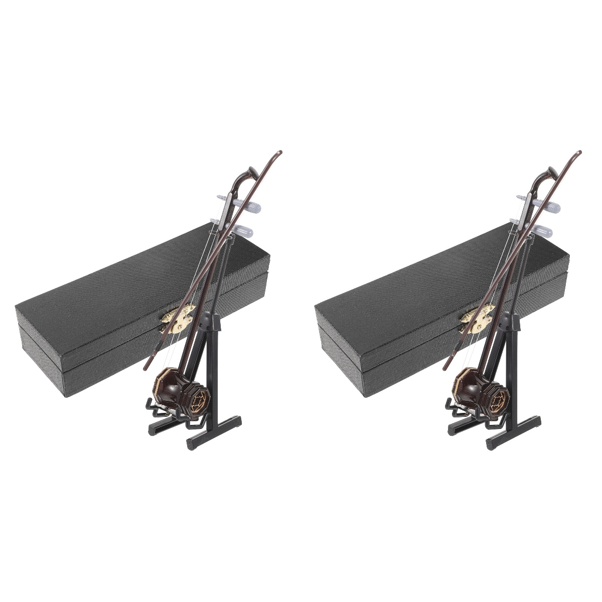 Worgeous 2pcs Miniature Wooden Erhu Musical Instrument Model Mini Erhu ...