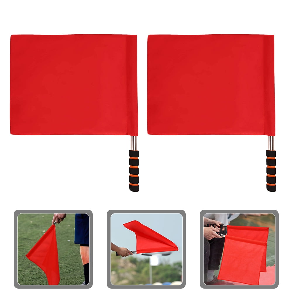 Worgeous 2pcs Referee Flag Stainless Steel Signal Flag With Sponge Handle Special Patrol ...