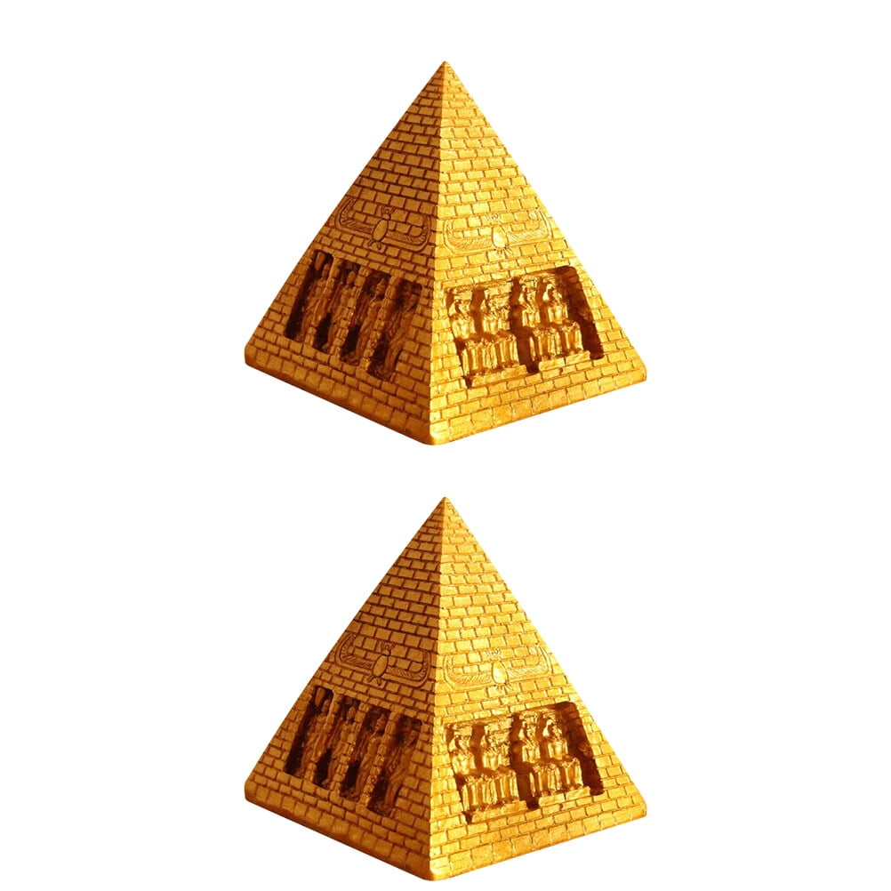 Worgeous 2pcs Resin Pyramid Handicraft Photo Prop Golden Mausoleum ...