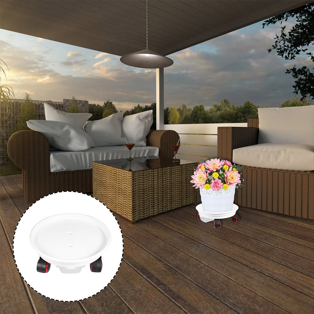 Worgeous 2pcs Rolling Plant Tray Planter Holder Round Flower Pot Moving ...