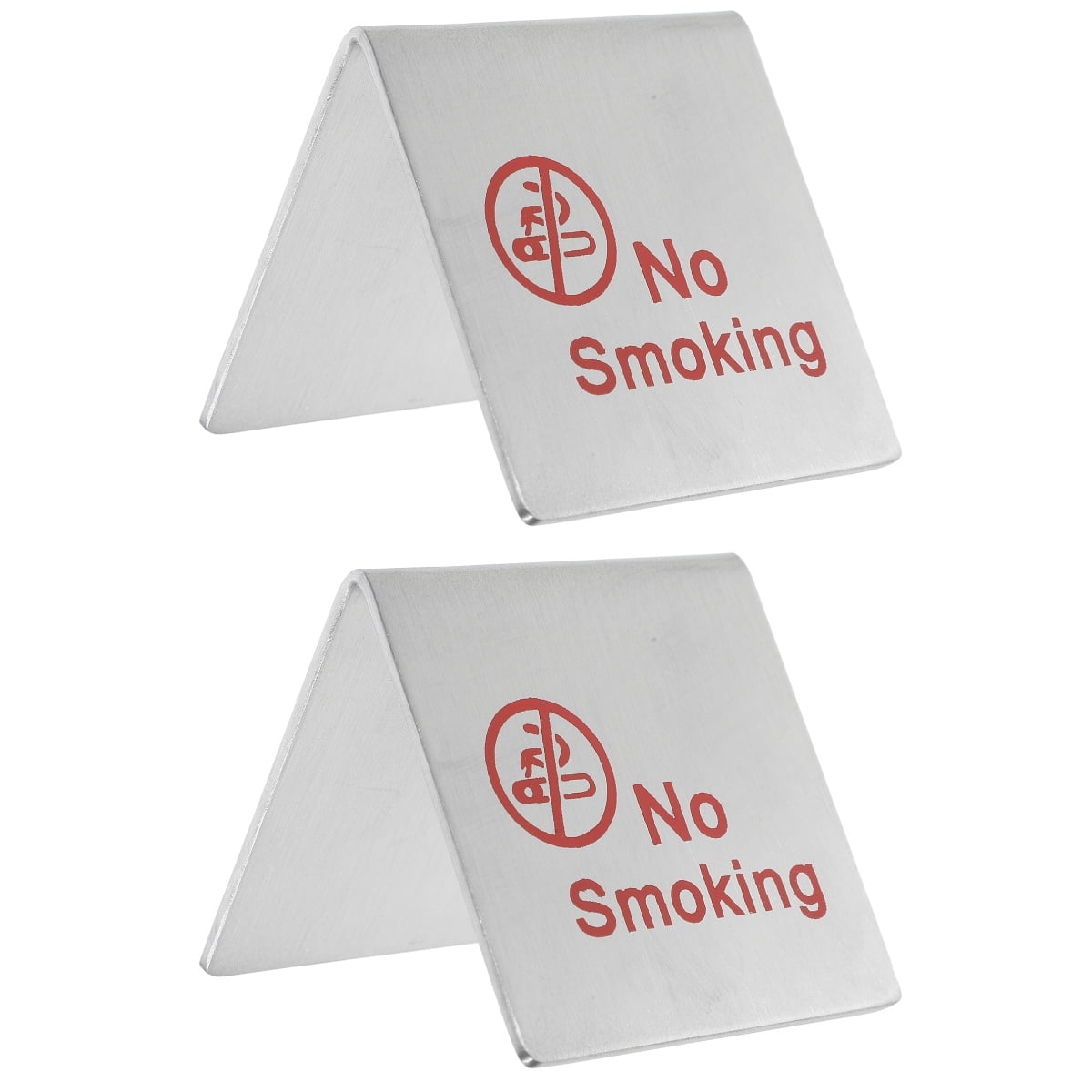 Worgeous 2pcs Tabletop No-smoking Sign Stainless Steel Table Warning ...
