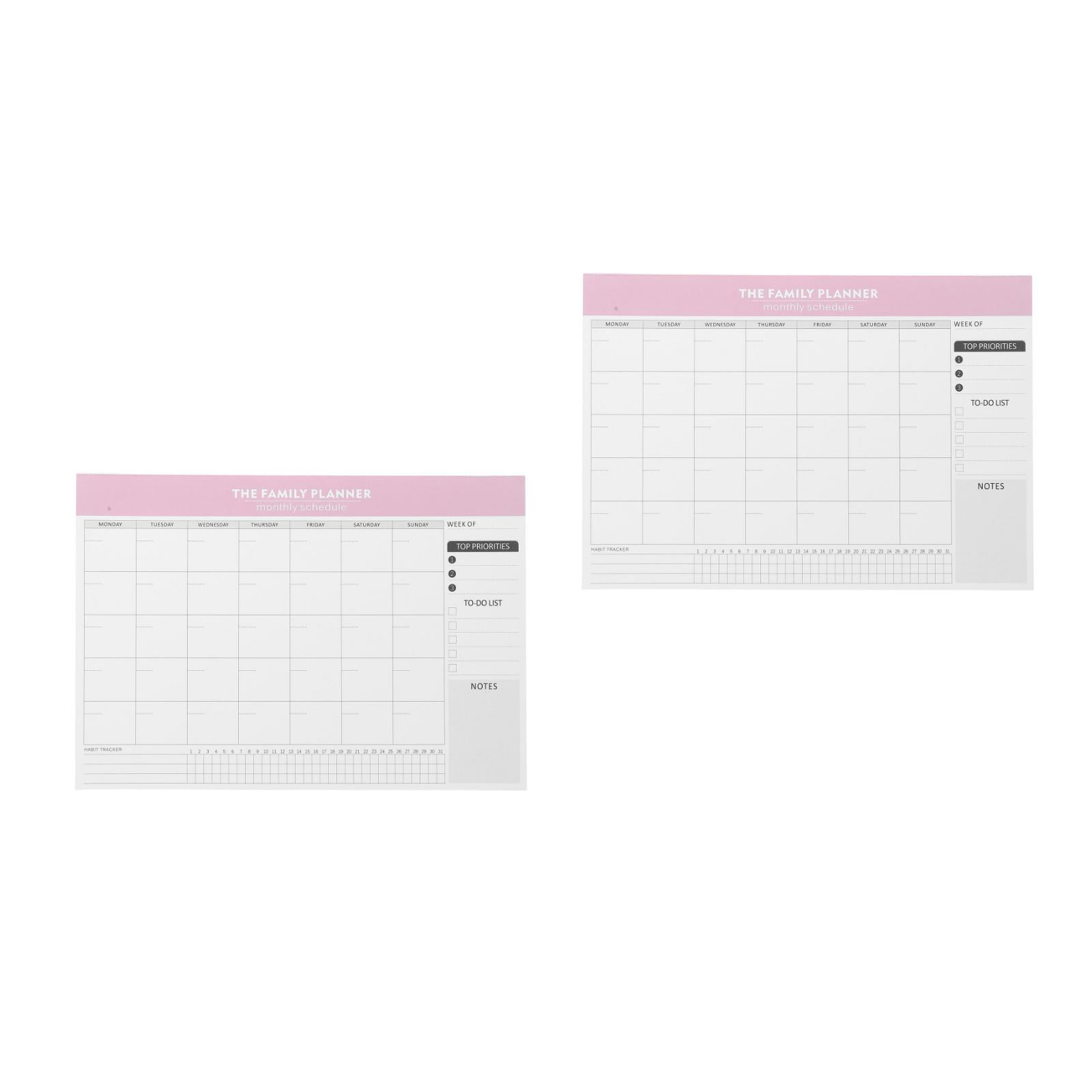 Worgeous 2pcs Undated Monthly Planner Notepad Weekly Daily Calendar ...
