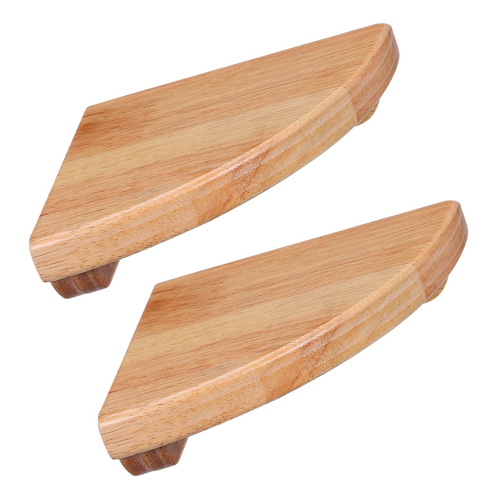 Worgeous 2pcs Wood Fan-Shaped Wall Mounted Corner Shelf Storage Rack ...