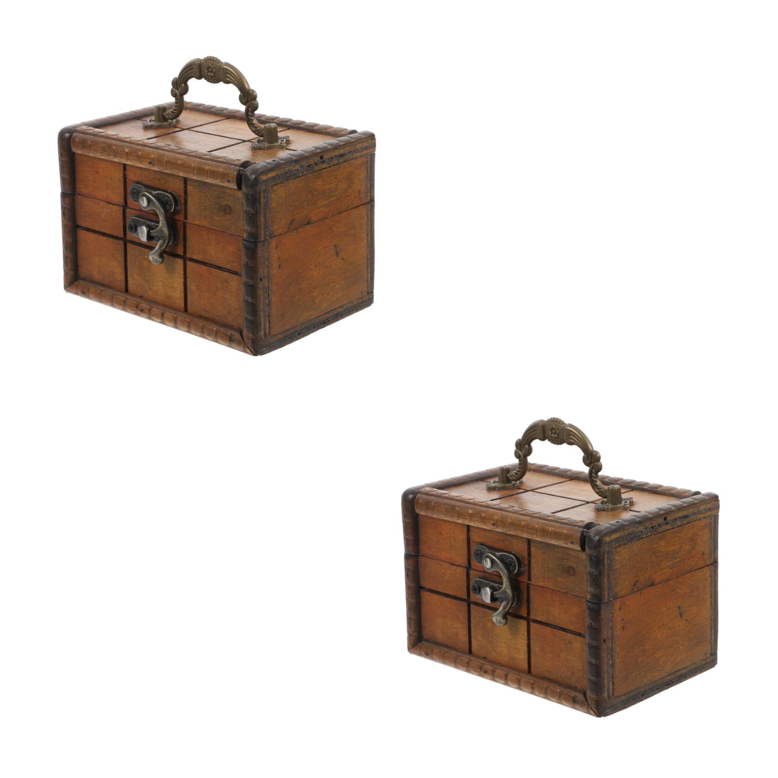 Worgeous 2pcs Wooden Jewelry Box Money Saving Box Small Lockable ...