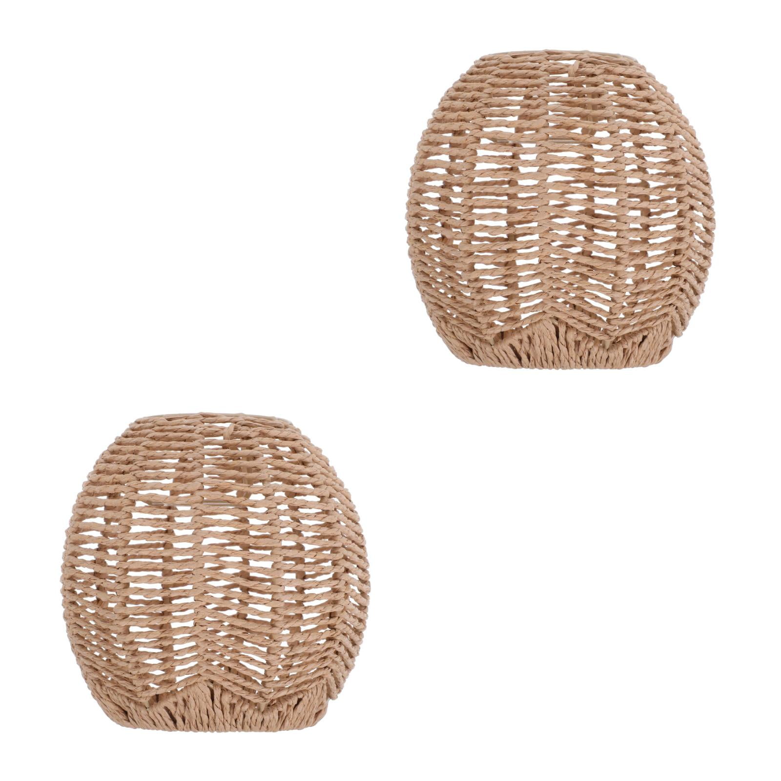 Worgeous 2pcs Woven Pendant Lamp Shade Vintage Rattan Weave Chandelier ...