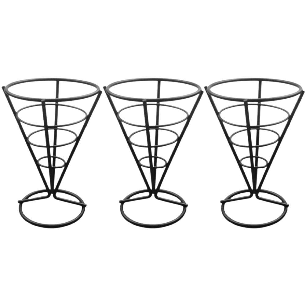 Worgeous 3 Pcs French Fries Rack Basket Fry Wire Cone Restaurant Black ...