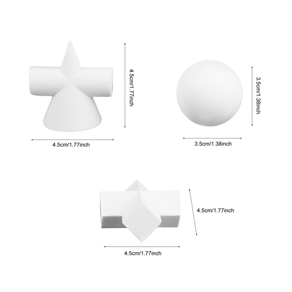 Worgeous 3 Pcs Geometry Model Sketch Solid Craft Office Student White ...