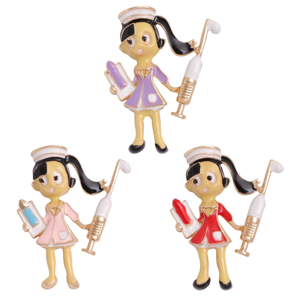 Worgeous 3 Pcs Pink Miniature Female Nurse Brooch Lovely Personality ...