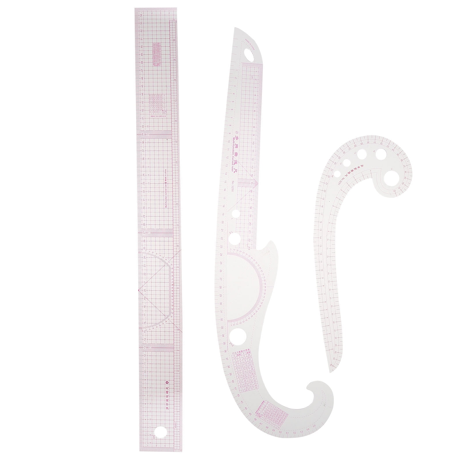 Worgeous 3 Pcs Sew French Curve Ruler Metric Shaped Plastic Sewing ...