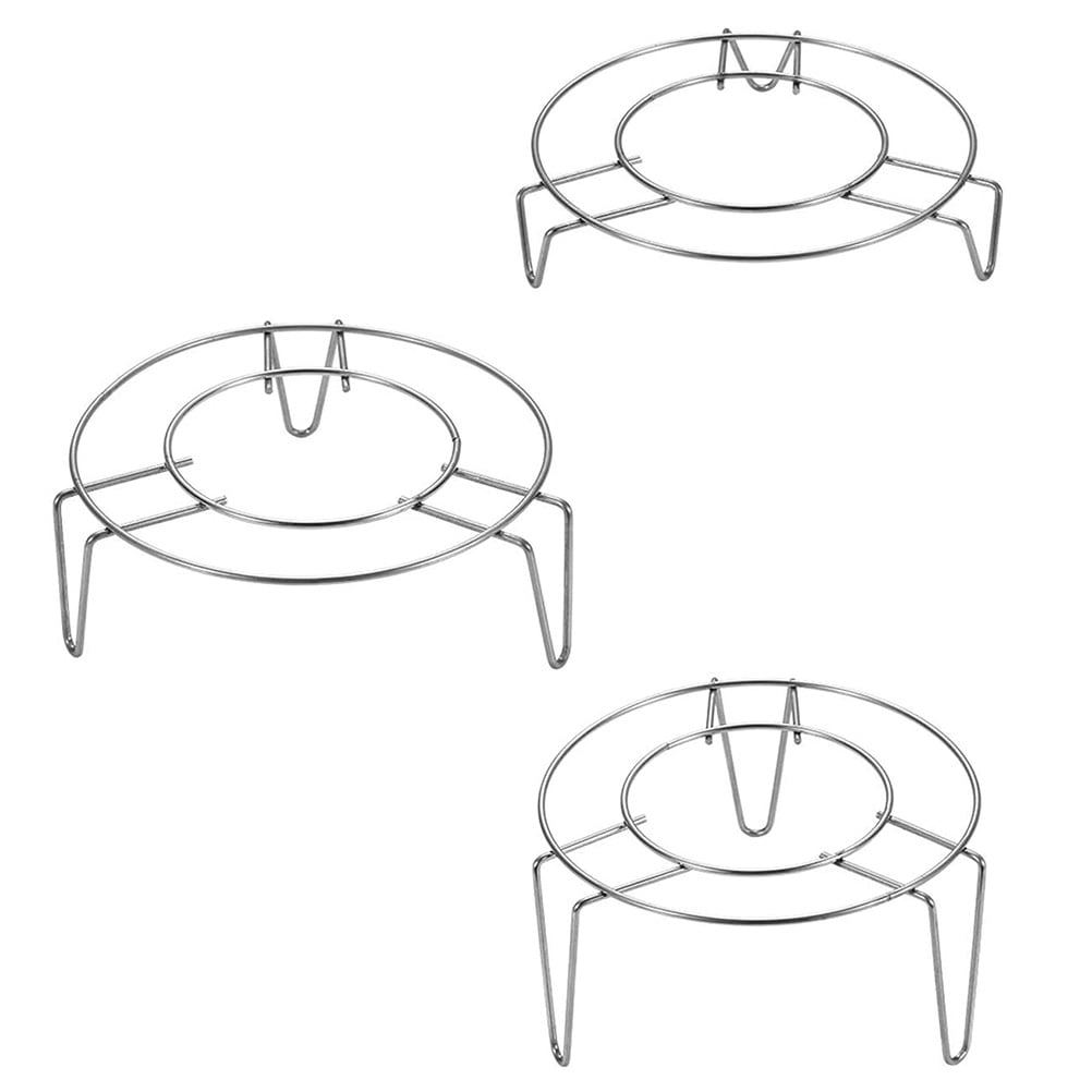 Worgeous 3 Pcs Stainless Steel Steam Rack Wok Pans Grills Round Silver ...