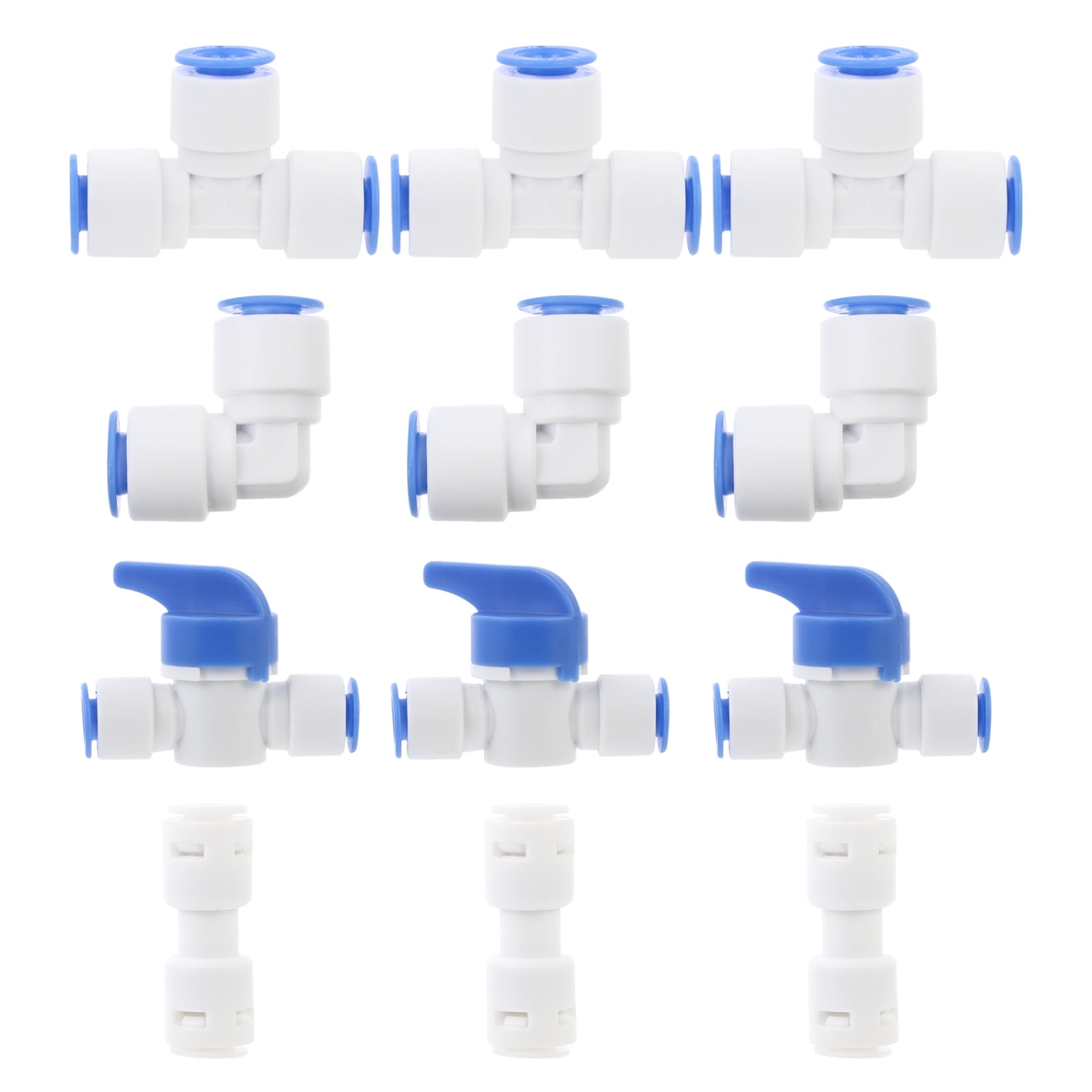 Worgeous 3 Sets 12Pcs Water Purifier Fittings PE Quick Water Tube ...