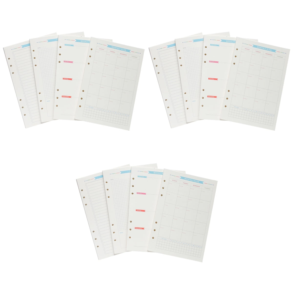 Worgeous 3 Sets Assorted Periods Loose-leaf Filler Papers 6-Hole Spiral ...