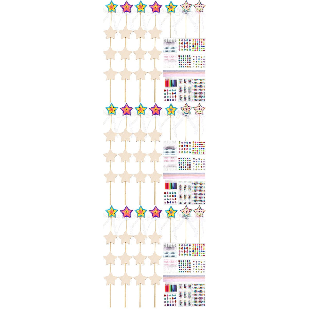 Worgeous 3 Sets Fairy Wand Kit Fairy Wands Party Craft Princess Wands ...