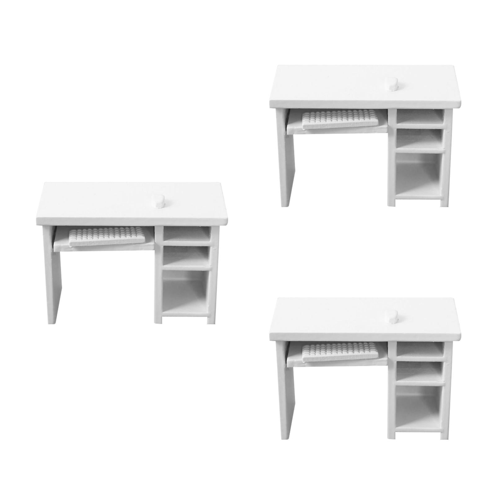Worgeous 3 Sets Miniature Dollhouse Furniture Mini Computer Desk ...