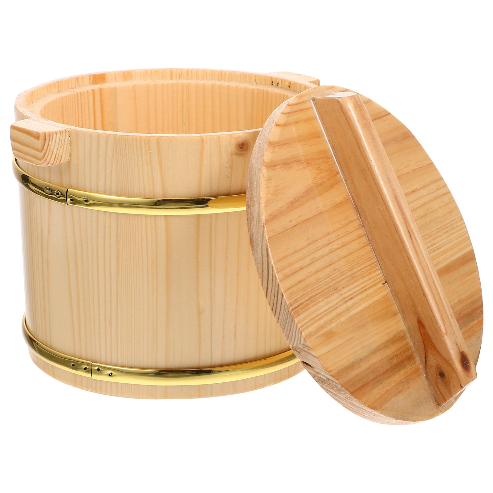 Worgeous 3 Sets Wooden Rice Bucket Sushi Rice Bucket Lidded Rice Barrel ...