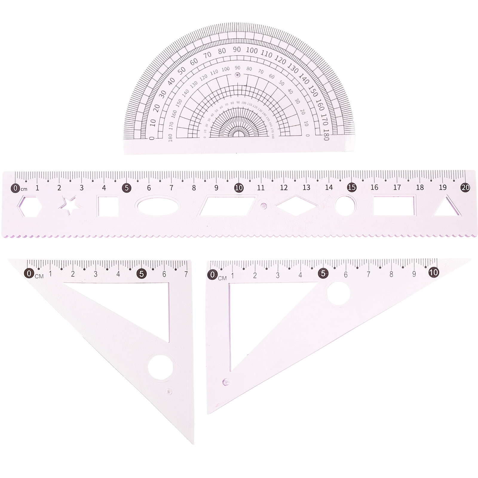 Worgeous 3 Sets of Geometry Drawing Tools Pink Plastic Ruler for ...
